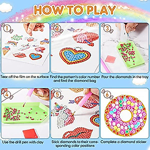 50 Pieces Gem Diamond Painting Kit for Kids Diamond Painting Stickers Diamond Art Child Stickers with DIY Painting Tools Arts and Crafts for Girls and Boys