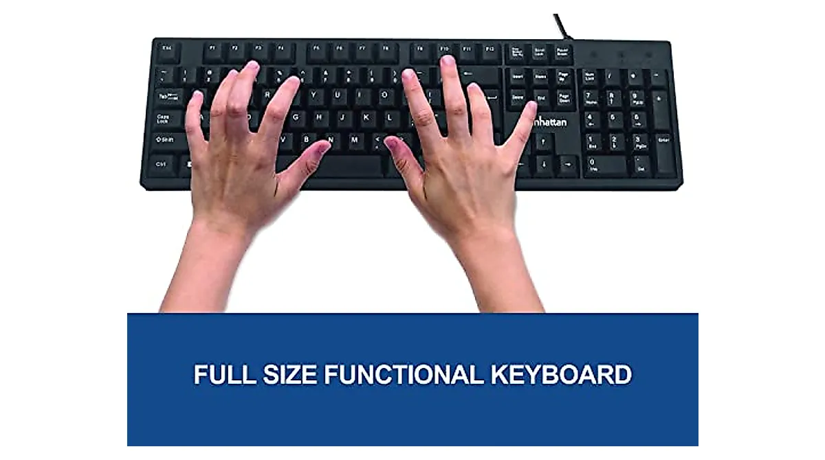 Manhattan Wired Computer Keyboard – Basic Black Keyboard - with 4.5ft ...