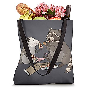 Possum and Raccoon eating pizza Tote Bag