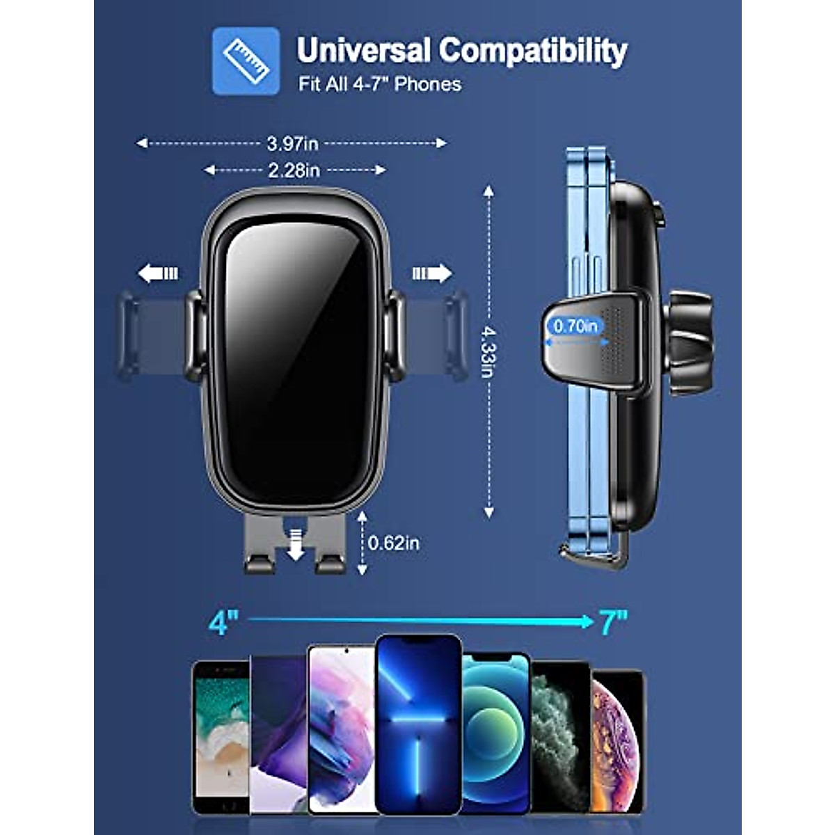 Cezuly Phone Mount for Car [Anti-Shake Stabilizer], 7.5" Gooseneck Windshield & Dashboard Car Phone Holder Mount, [Strong Suction Cup] Long Arm Cell Phone Holder Car Compatible with 4-7" Phones