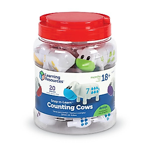 Learning Resources Snap-n-Learn Counting Cows Toy Set,Develops Color Recognition, Counting & Sorting Set, Farm Animals, 20 Pieces, Ages 18+ months