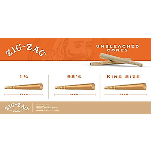 ZIG-ZAG Pre-Rolled Cones - Natural Unbleached Pre Rolled Rolling Papers Bulk Pack - Easy to Use and Convenient - 1 ¼-Inch Size - Pack of 50