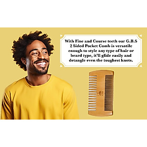 G.B.S 2 Sided Beard Comb - Pocket Sized Wooden Beard & Mustache Comb with Fine & Coarse Teeth - Perfect for Use with Beard Balms, Mustache Wax and Oils (Pack of 3)