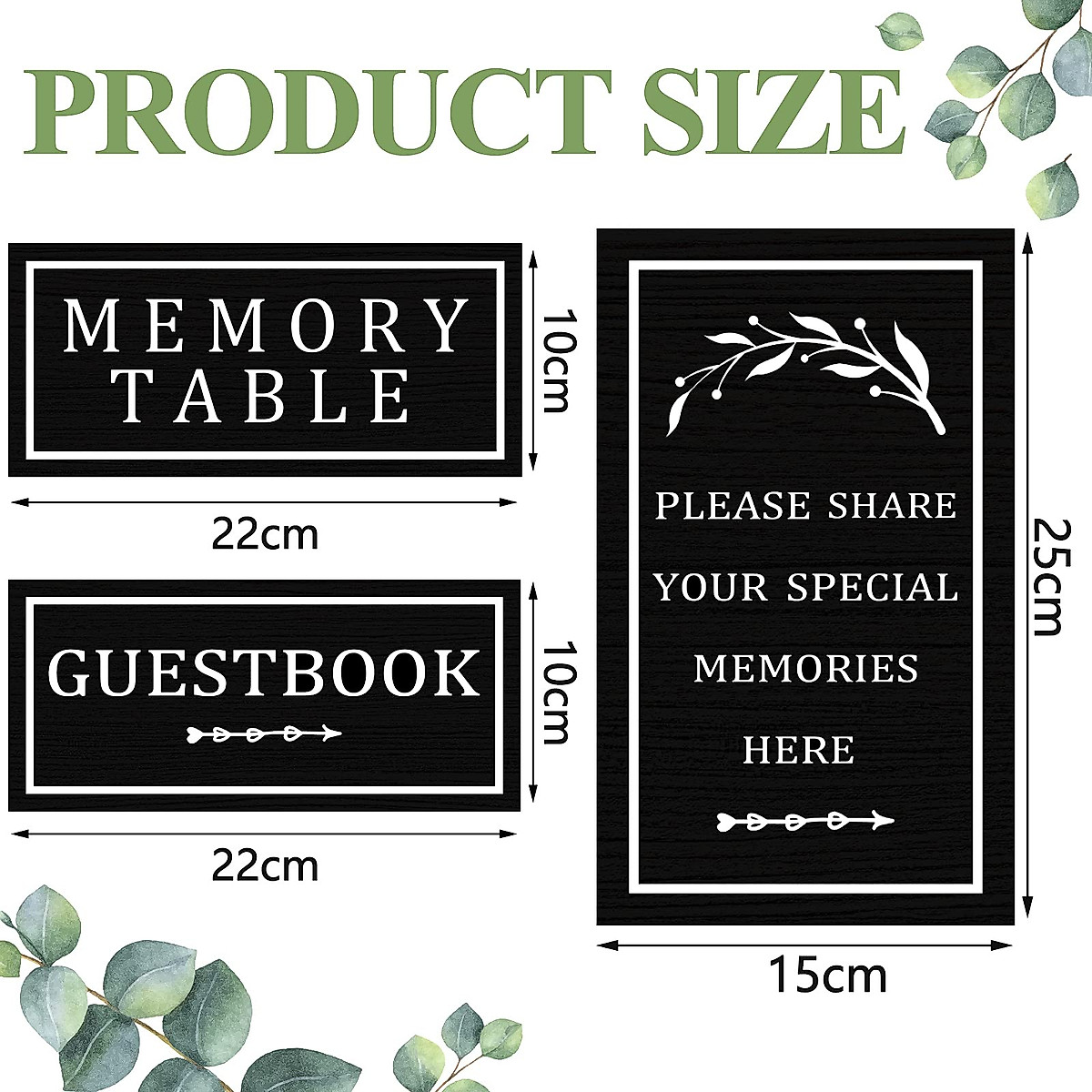 3 PCS Wooden Funeral Table Signs Wood Share Memory Sign Black Guest Book Sign Celebration of Life Funeral Memorial Sign Table Decoration Condolence Sign for Funeral Decorations Celebration of Life