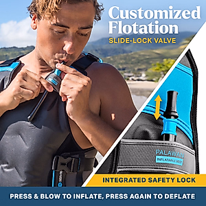 Seaview Palawan Inflatable Snorkel Vest for Adults & Kids - Premium Snorkeling Vest for Low Impact Water Sports. Inflatable Swim Vest. Balanced Flotation, Secure Lock, and Comfort Fit.