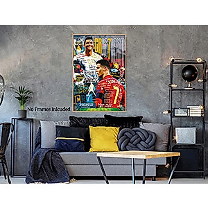 CR7 Cristiano Ronaldo Poster, Motivational Soccer Star Canvas Wall Art, Football Sports Wall Art, Manchester Cristiano Ronaldo Art Poster for Gym Office Man Cave Home Decoration, 16"x24"-Unframed