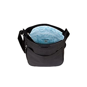 HAIKU Jaunt Eco-Friendly RFID Blocking Crossbody Bags for Women, Travel Purse with Zippered Pockets and Adjustable Strap, Black in Bloom