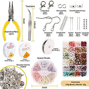 Crystal Beads for Jewelry Making, 2800PCS Natural Crystal Bead Gemstone Chip Beads for Earring Ring Making Kit with Spacer Beads Earring Hooks Pendants Charms Wire String for DIY Bracelets Beading Kit