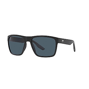 Costa Del Mar Mens Paunch XL Square Sunglasses, Matte Black/Grey Polarized-580P, 59 mm