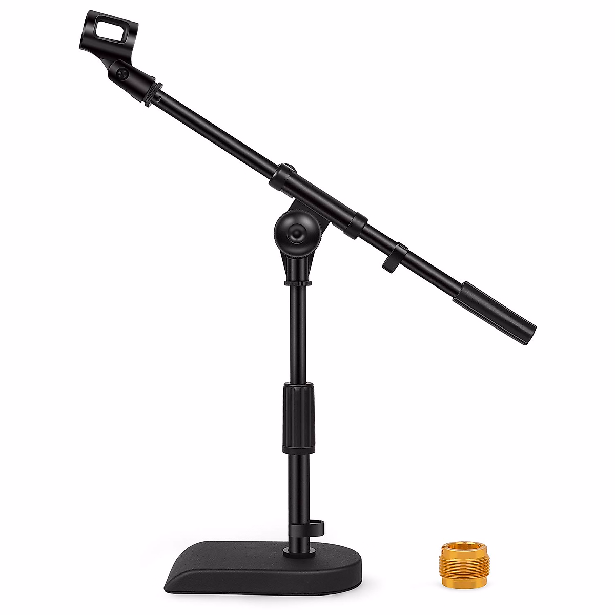 InnoGear Adjustable Desk Microphone Stand, Weighted Base with Soft Grip Twist Clutch, Boom Arm, 3/8/'' and 5/8/'' Threaded Mounts for Blue Yeti and Blue Snowball, Kick Drums, Guitar Amps, Black