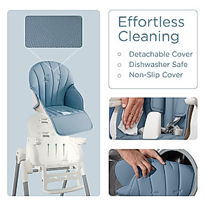 KÜB 3-in-1 Foldable Baby High Chair (Blue) | Multifunctional Infant HighChair for Babies & Toddlers | Removable Seat & Tray for Easy Clean | 7 Height & 4 Recline Adjustable | 2 Locking Wheels | Safe