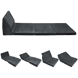 QIUBABYO Multifunctional Foldable Portable Mattress,Foldable Sofa Mattress with Lumbar Support&Buckle Straps for RV Yoga Living Room Bedroom Guest Room Home Office（Dark Gray）