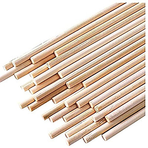 25PCS Dowel Rods Wood Sticks Wooden Dowel Rods - 1/4 x 12 Inch Unfinished Bamboo Sticks - for Crafts and DIYers