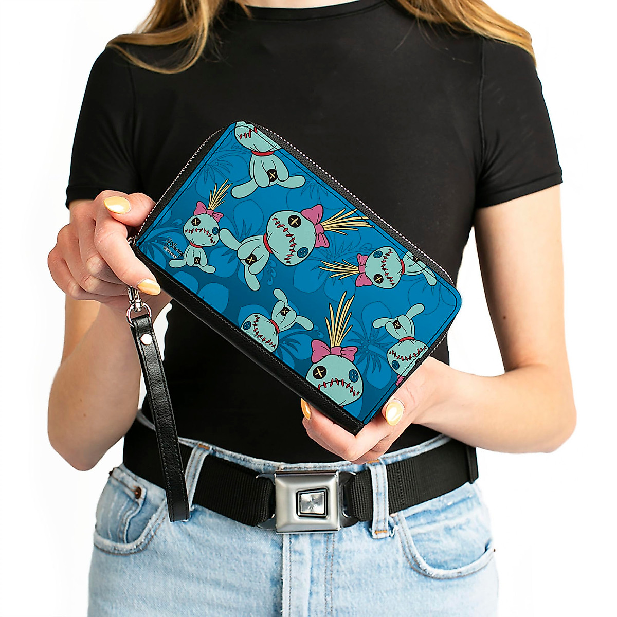Buckle-Down Women's PU Zip Around Wallet Rectangle-Lilo & Stitch, 7.5"x4.5"