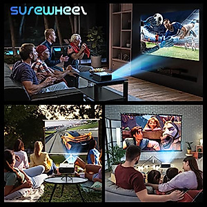 SUREWHEEL Projector, 1080P Native Projector with WiFi and Bluetooth, 12000 Lumens Bluetooth Projector 220" Display, Outdoor Movie Projector Compatible with TV Stick/HDMI/iOS/Android