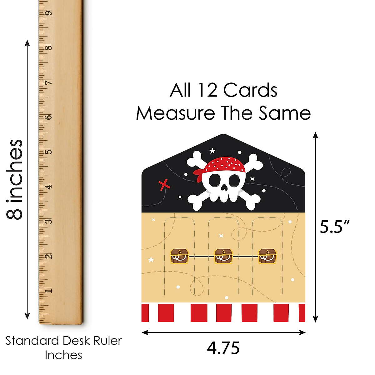 Big Dot of Happiness Pirate Ship Adventures - Skull Birthday Party Game Pickle Cards - Pull Tabs 3-in-a-Row - Set of 12