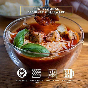 GracesDawn high temperature resistant double layer glass bowl borosilicate heat-resistant glass tableware transparent fruit salad bowl (800ml（27OZ）)