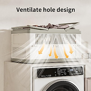 Collapsible Laundry Basket, 86L/ 22.7 Gallon Super Large Plastic Laundry Hamper, Foldable Laundry Basket with Comfort Handles, Space Saving Basket for Organizing, Storage Crate for Kitchen, Bathroom