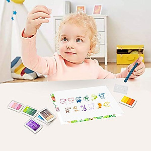 Craft Ink Pad, Set of 6 Washable DIY Stamp Ink Pads for Kids, 24 Colors