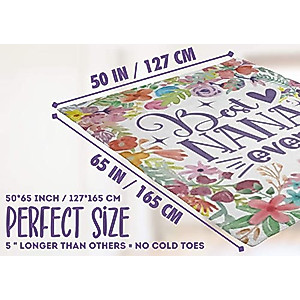 InnoBeta Nana Throw Blanket - Best Nana Ever Flowers - Nana Gifts Flannel Blankets on Mother's Day, Christmas, Birthday, Thanksgiving - 50" x 65"