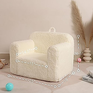 MOMCAYWEX Kids Snuggly-Soft Sherpa Chair, Cuddly Toddler Foam Chair for Boys and Girls, Cream