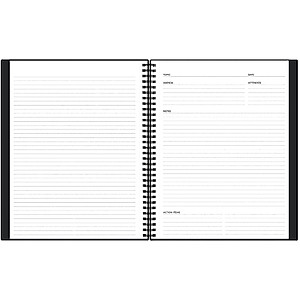 Blue Sky Aligned Notes Professional Business Notebook, Flexible Cover, Twin-Wire Binding, Perforated Pages, 8.5" x 11", Black