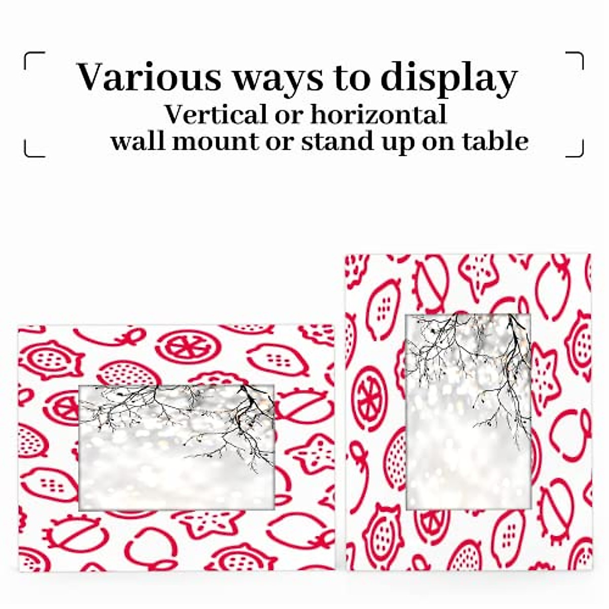 Abstract Fruit Pattern 8x10 Picture Frame, Red Line Wooden Photo Frames for Tabletop and Wall Display, Picture Frame Home Office Decor