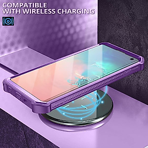 Dexnor for Samsung Galaxy S10 Case, [Built in Screen Protector and Kickstand] Heavy Duty Military Grade Protection Shockproof Protective Cover for Samsung Galaxy S10 Purple