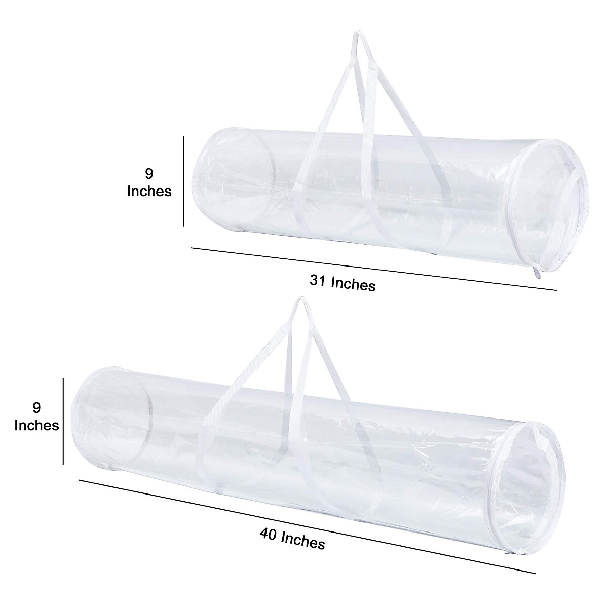Joiedomi 2 Pack Wrapping Paper Storage, Clear Gift Wrap Organizers Container Bag Wrapping Paper Holder Made from Water Proof PVC and Fabric, Fits Up to 20 Standard Rolls (White)