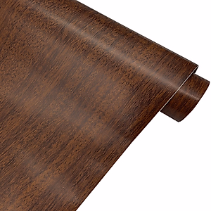 Yifely Minimalist Brown Wood Grain Furniture Paper Self Adhesive Shelf Liner Nightstand Door Sticker 17.7 Inch by 9.8 Feet