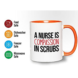 Bubble Hugs Nurse 2Tone Orange Mug 11oz - A nurse is compassion - Labor Clinical Certified Nursing Assistant Surgical Emergency Oncology Practitioner