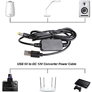 Swert USB 5V to DC 12V Converter Power Cable + 8 Interchangeable Plugs Connectors Adapter Compatible with Router,Mini Fan,Speaker and More Devices