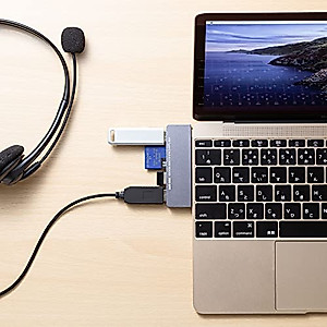 Sanwa Supply USB-3TCHC18GY USB Type-C Hub (with Card Reader)