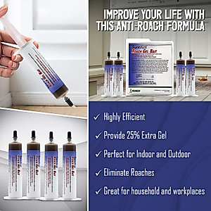 Neogen Surekill Roach Gel Bait - Roach Killer - Cockroach Killer Gel - Animal Friendly Roach Killer - Roach Gel Indoor infestation - Available with Premium Quality Centaurus AZ Gloves- 4× 40g