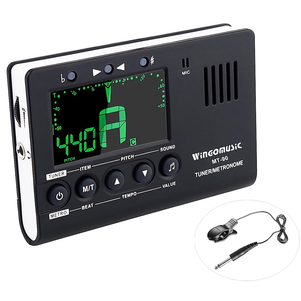 WINGO Digital Metronome, Tuner and Tone Generator - 3 in1 Device（Black)-for Chromatic, Guitar, Bass, Ukulele, Violin-Battery Included