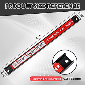 12'' Magnet Tool Holders Storage Organizer, 4 Pack Wall Mount Magnetic Tool Strips, Metal Magnet Tool Organizer Bars for Garage, Kitchen, Workshop (Mounting Screws Included)