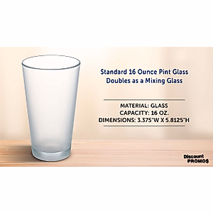 DISCOUNT PROMOS 10 Frosted Pint Glasses Set, 16 oz. - Barware, Mixing Glass, Durable - Frosted