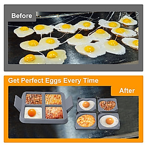 Silicone Egg Rings, Silicone Pancake Mold, Non-Stick Square Round Heart Egg Mold Fried Egg Cooker Ring, Detachable Egg Ring Molds for Eggs, Pancakes, Breakfast Sandwiches