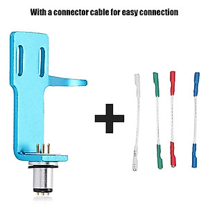 Mugast Phono Headshell Kit,6.4CM Aluminum Alloy Turntable Cartridge Phonograph Player Record Player Headshell,Include 4 Pcs Cables and 2 Pcs Screws (Blue)