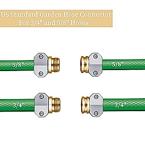 Garden Hose Repair Kit 5/8 Inch Fittings Mender 3/4 Male and Female Water Hose End Replacement Set Connector with Zinc Clamp