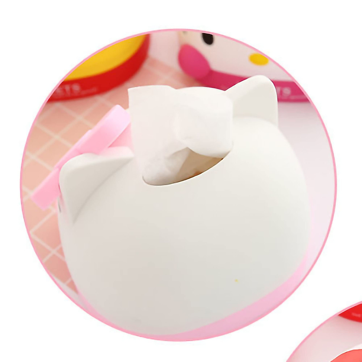 N/C Kawaii Pink Hello Kitty Tissue Box for Living Room Bedroom Bathroom car Office,Tissue Dispenser Box, Table Decoration, 6.8 x 6.7 x 6.6 ''