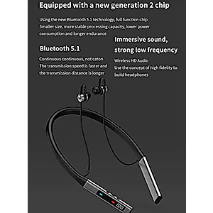 Neckband Bluetooth Headphones Around The Neck Wireless Earbuds with Microphone 100H Long Battery Life Waterproof Running Workout Headphones Noise Cancelling Earphones for Android iOS Sports Cycling