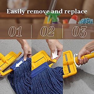 JAOTREL Mop Handle Commercial Heavy Duty, 60 inch Metal Commercial Mop Stick,Side Gate Mop Head Replacement Holder for Floor Cleaning,Clamp Mop Handles Quick Change for Wet Mop (1)