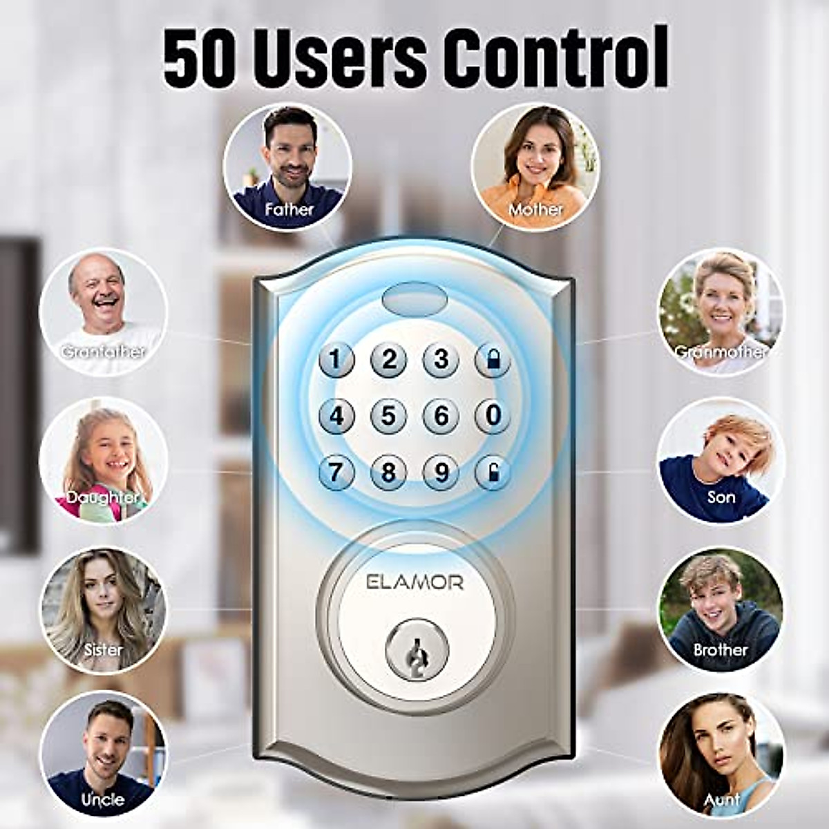 Keyless Entry Deadbolt Lock - Electronic Door Lock with Keypad, Smart Deadbolt Lock with Auto Lock, Security Waterproof Smart Lock Easy Install Ideal for Front Door, Home Use, Apartment - ELAMOR M19