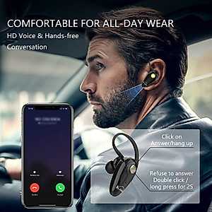 Kendir Bluetooth Headset, V5.0 Ultralight Wireless Headphone Cell Phone Earpiece with Mic Headsetcase,Volume Control, Handsfree Earbud,Compatible with Android/iPhone/Smartphones/Laptop
