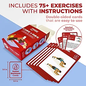 Abs and Core Exercise Cards – 75+ Workout Cards to Help Build Core Strength, Stability, Outdoor, Work from Home Fitness Workout