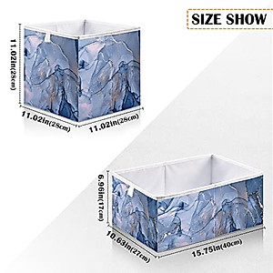 Violet Marble Ink Modern Fluid Art Storage Bins Cubes Storage Baskets Fabric Foldable Collapsible Decorative Storage Bag with Handles for Shelf Closet Bedroom Home Gift 11" x 11" x 11"