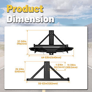 ECOTRIC Steel Rear Bumper Compatible with 2007-2018 Jeep Wrangler JK with Tire Carrier Bumper w/Lockable Tire Carrier 2" Receiver 2Pcs High Powered LED Floodlights Textured Black 2 Packages