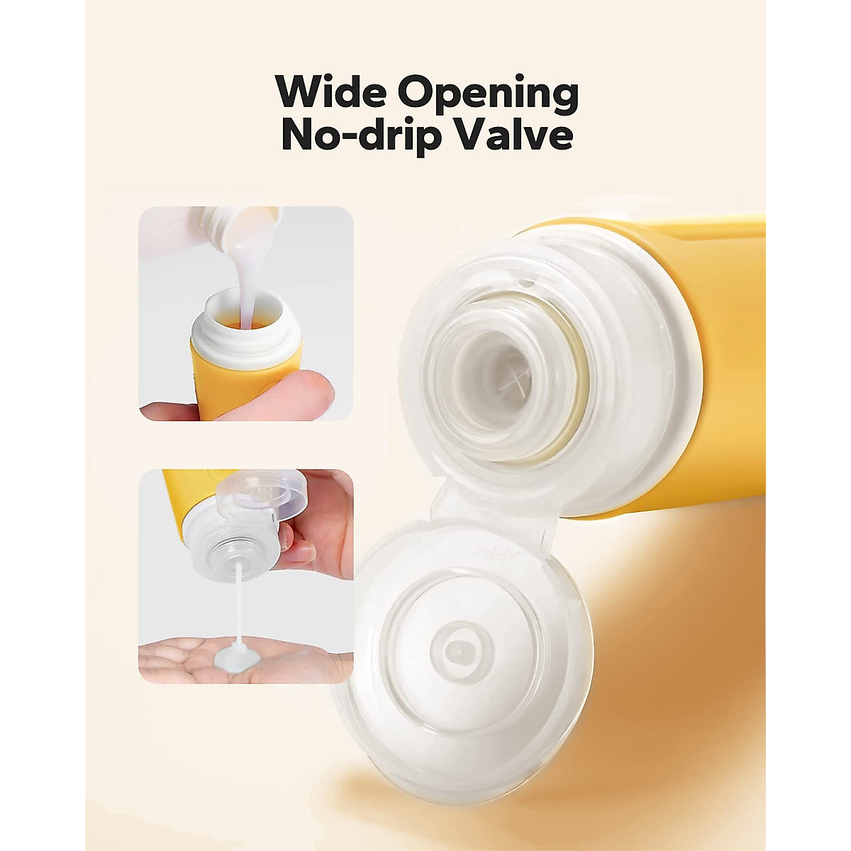 Birkie Silicone Toiletries Bottles (4 Count, 3oz Each), Refillable, Leak-Proof for Shampoo & Conditioner