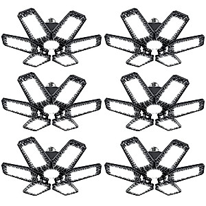 YIVANNUO LED Garage Lights 6 Pack Ultra Bright 185W 25000LM LED Shop Light, 6500K Daylight LED Garage Ceiling Light 6+1 Panels LED Light Bulbs for Garage, Workshop, Warehouse, Barn